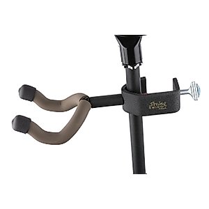 String Swing Mic Stand Guitar Hanger - Holder for Electric Acoustic and Bass Guitars Stand Accessories for Home or Studio - Keeps Musical Instruments Safe On Stage Black Metal Stand Clamp CC04K