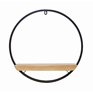 Melrose Indoor Modern Home Decorative Circle Shelf Iron/Wood