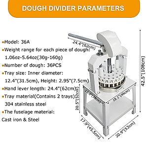 HayWHNKN Dough Divider Rounder 36pcs Dough Cutter 1.06~5.64oz Manual Dough Equal Divider Maker Hand Press Dough Cutter Scraper Bread Maker for Bakery Desktop