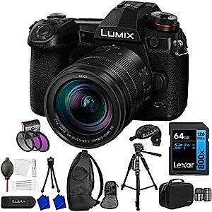 Panasonic Lumix G9 Mirrorless Camera, 20.3 Megapixels Plus 80 Megapixel High-Resolution Mode with Leica Vario-Elmarit 12-60mm F2.8-4.0 Lens, 3", Black | DC-G9LK | Extended 3 Years Panasonic Warranty