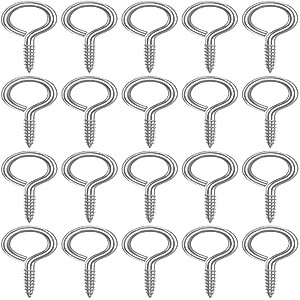 1 Inch Metal Screw Eyes Hook Self Tapping Screw in Eye Hooks Ring 100 Pcs for Indoor & Outdoor Hanging, Lifting and Securing Cables, Wires Etc Small Items, Silver