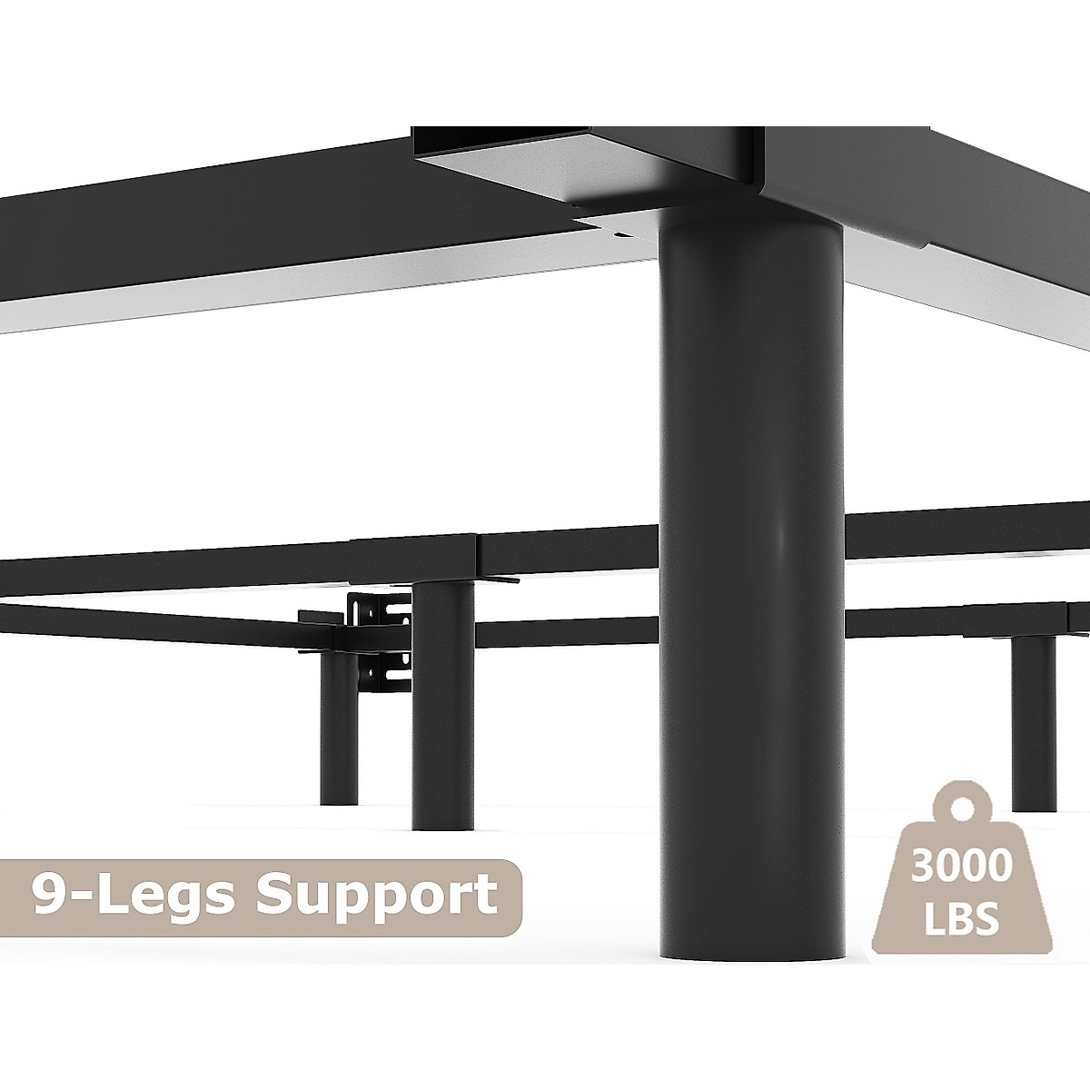 THEOCORATE King Size Bed Frame, 7 Inch Metal Basics Bed Frame, Low Profile Base for Box Spring, 9-Leg Support, Noise-Free, Easy Assembly, Black