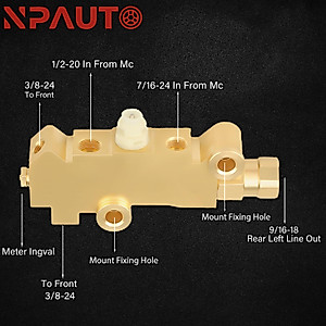PV2 Brake Proportioning Valve Disc/Drum, Disc Front Drum Rear Brake, Brass 172-1353 PV71 Combination Valve Fit for GM Ford Chevy Street Rod Classic Car & Truck