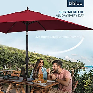 BLUU MAPLE Olefin 6.6 x 9.8 FT Patio Umbrella Outdoor Table Umbrellas, 36 Month Fade Resistance Olefin Canopy, Market Center Umbrellas with 8 Strudy Ribs & Push Button Tilt for Garden, Lawn & Pool (Apple Red)