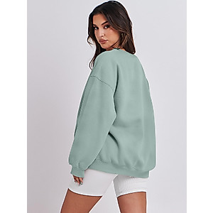 ANRABESS Sweatshirt for Women Oversized Crewneck Hoodies Fleece Casual Pullover Top Fall Fashion Outfits Clothes 2025 A1019 light green Small