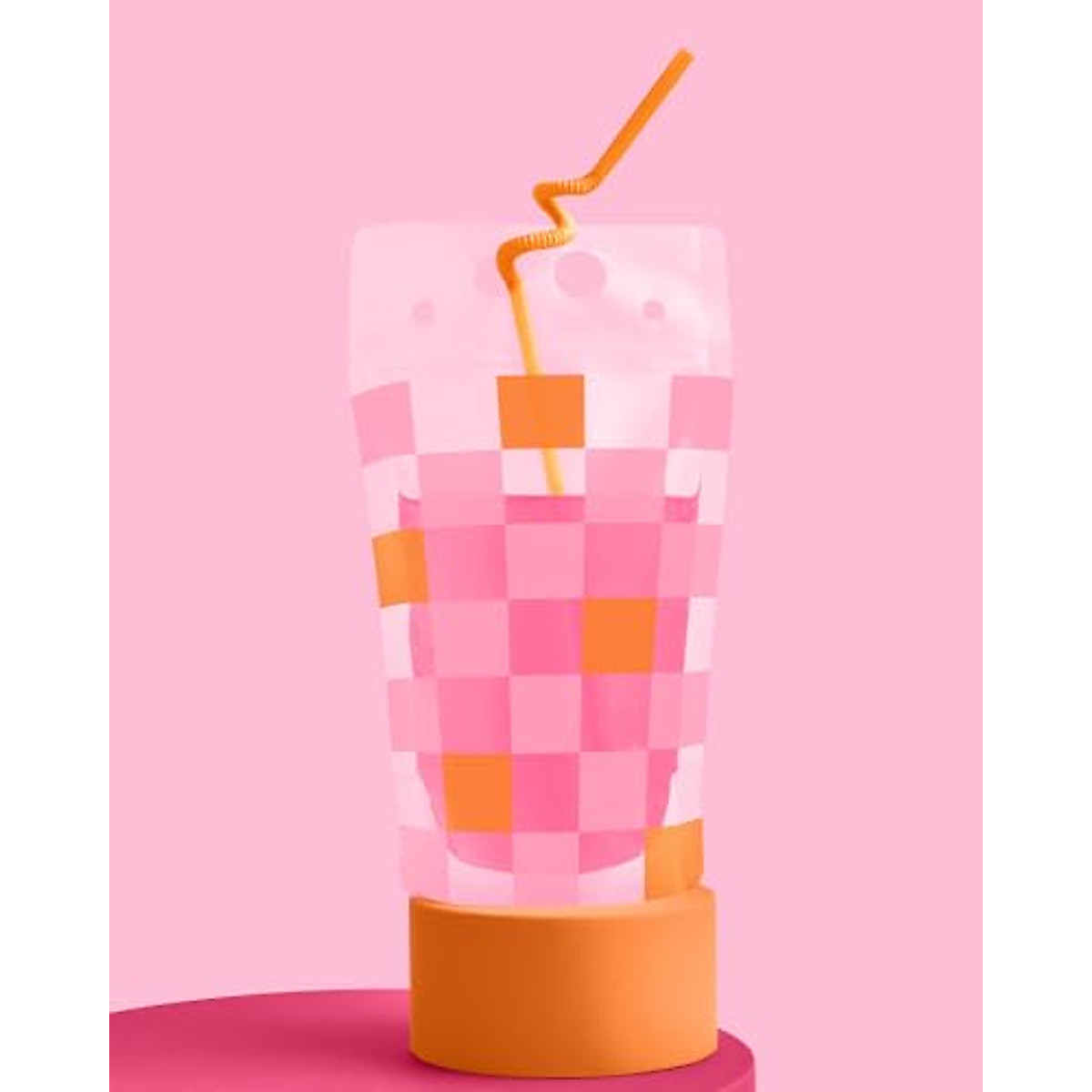 xo, Fetti Flower Margarita Pink Checker Gold Foil Drink Pouches - 15 count | Mexican Bachelorette Fiesta Drinkware, Cute Birthday Party Cups, Summer Flower Drinkware Supplies, Cinco de Mayo