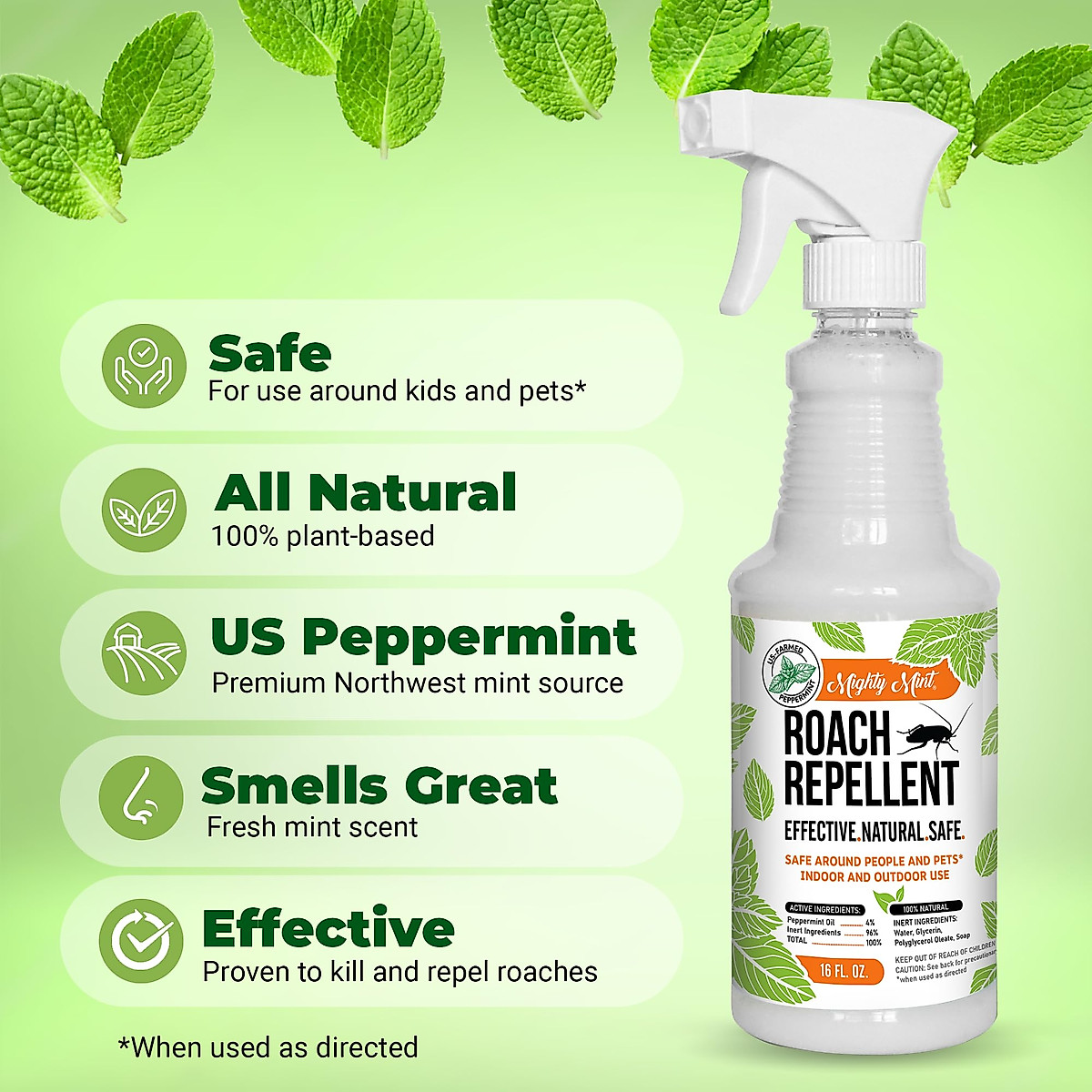 Mighty Mint 16oz Cockroach Repellent Natural Peppermint Oil Spray