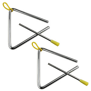 E-outstanding Rhythm Steel Triangle 2PCS 5 Inch Musical Steel Triangles Percussion Instruments with Strikers