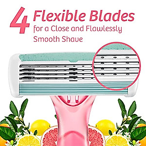 BIC Soleil Escape Women's Disposable Razors With 4 Blades for a Sensorial Experience and Comfortable Shave, Pack of Citrus Scented Handle Shaving Razors for Women, 4 Count