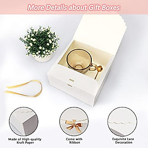 HYMENEX 12pcs Gift Boxes, Gift Boxes with Lids, White Gift Boxes 8x8x4 inches Gift Boxes with Ribbon Bridesmaid Proposal Box Gift Boxes for Presents Weddings Gift Chocolate Cupcake Crafting (White)