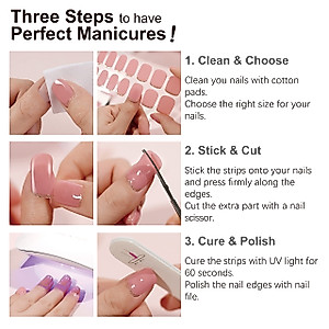 DANNI & TONI Semi Cured Gel Nail Strips Dark Red (Ruby Reverie) Gel Nail Stickers Burgundy Glossy Nail Wraps 28 Stickers