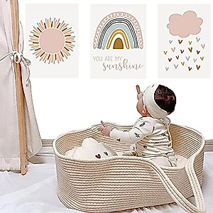 BIKCZEWIN Unframed Wall Art Prints Boho Rainbow Clouds Sun Canvas Painting Room Decor for Kids Girl Home Bedroom Classroom School Nursery Decorations