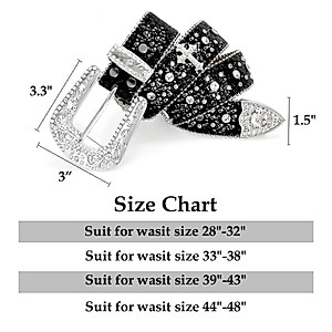 Balteus Women Men Rhinestone Belt,Fashion Western Cowgirl Cowboy Bling Studded Cross Leather Belt Diamond for Jeans Dress,Black,S,