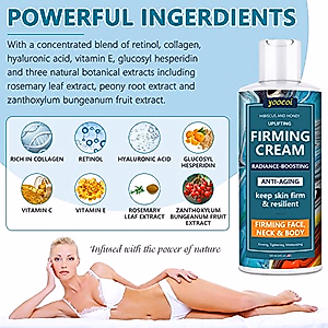 Skin Tightening Cream,Hibiscus and Honey Firming Cream, Neck Firming Cream, Skin Firming and Tightening Lotion, Reduces the Look of Neck Lines, Tightens & Smooths - With Collagen & Honey extract -4 FL OZ/120 ML