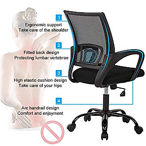 Home Office Chair Desk Chair Computer Chair Ergonomic Chair Mid Back Mesh Chair Adjustable Height Swivel Task Executive Chair， with Lumbar Support & Armrest Cheap Small Rolling Task with Wheel,Black