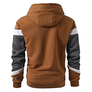 LQHHYLYX Mens Hoodie Multicolor Panel Sweatshirt Fleece Long Sleeve Sports Tops (Large, Light tan)