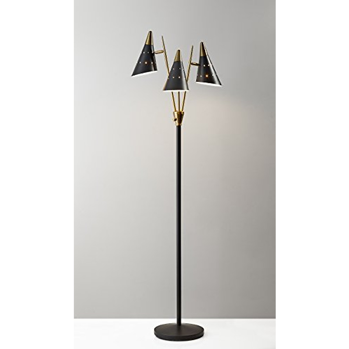 Adesso 3249-01 Floor-Lamps, Black/Antique Brass