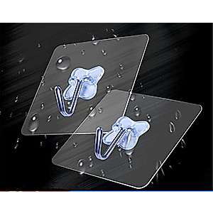 KK5 Seamless Adhesive Hooks 13.2lb(Max) Utility Stainless Steel Hook for Towel Bathrobe Coats,Bathroom Kitchen and Nail Free Transparent Heavy Duty Wall Hook & Ceiling Hanger