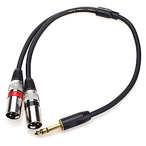 DISINO 1/4 TRS to Dual XLR Male Y-Splitter Stereo Breakout Cable 1/4 inch(6.35mm) to 2 XLR Patch Cable - 5 FT/1.5m