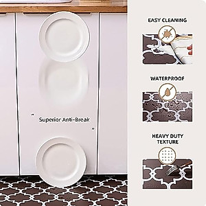 VRINO 3/4 Inch Thick Kitchen Mats ， Non Slip, Washable,Absorbent Kitchen Mat Cushioned Anti Fatigue Rug ， for House Sink Office,Red-17.3×29""