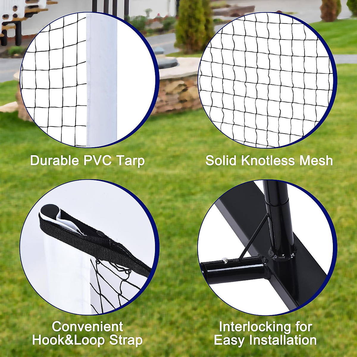 PATIKIL Pickleball Net Set 22FT Regulation Size Portable Net System with 6 Pickleball, 4 Paddles & Carrying Bag for Driveway Backyards Indoor Outdoor, Black