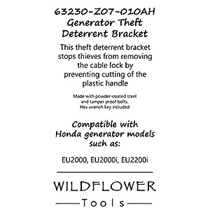 WILDFLOWER Tools 63230-Z07-010AH Generator Theft Deterrent Bracket for EU2000