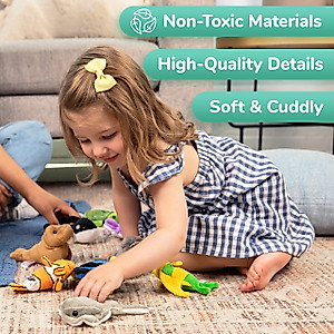 PREXTEX 10 Piece Plush Soft Stuffed Sea Animals - Small Stuffed Animals Bulk - Playset Plush Assortment, Turtle, Stingray, Nemo Fish, Killer Whale and More - Bulk Stuffed Animals