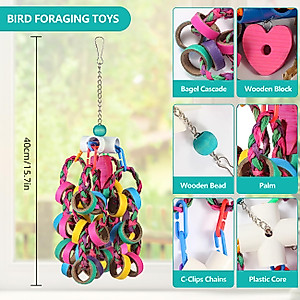 lovyoCoCo Bird Toys Conure Toys,Bird Parrot Foraging Shredder 24 Pcs Colorful Bagel Chewy Rings for Small Parrots Parakeets Conures Cockatiels Love Bird Cage Accessies (W)
