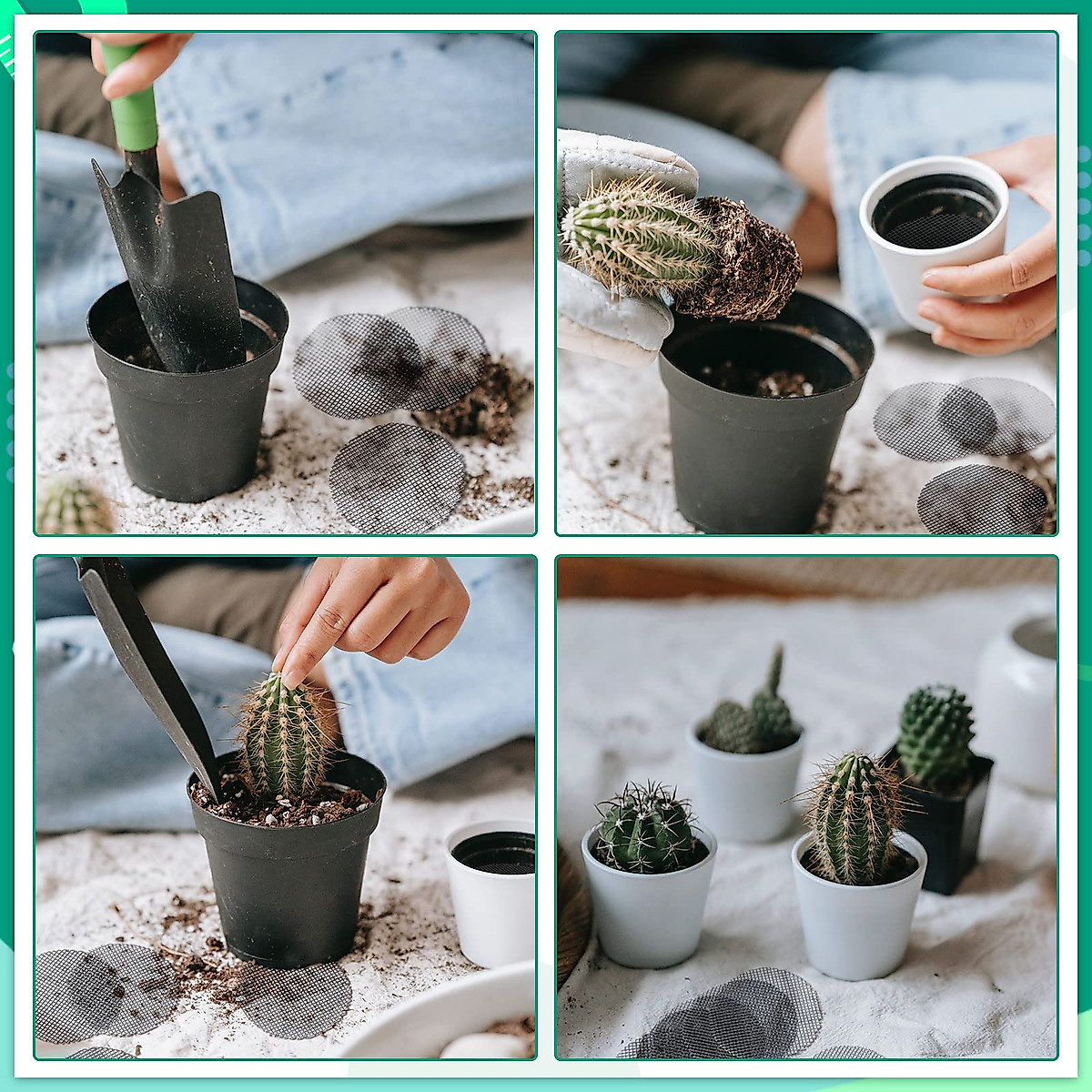 200 Pieces Round Mesh for Plant Pot Gardening Pad Plant Pot Hole Mesh Pad Bonsai Mesh Flower Pot Drainage Mesh Drainage Hole Screens Bonsai Pot Bottom Mat Mesh for Garden Prevent Soil Loss Anti