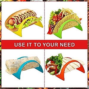 48 Pieces Taco Holder Stands Plastic Taco Plates Colorful Shell Holder Taco Racks Kitchen Taco Trays Serving Taco Stands for Microwave and Dishwasher Taco Bar Taco Party Supplies