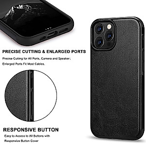 TENDLIN Compatible with iPhone 13 Pro Max Case Premium Leather TPU Hybrid Case Compatible for iPhone 13 Pro Max 6.7-inch Released in 2021 (Black)
