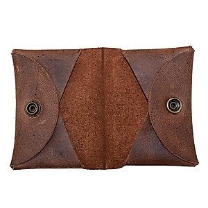 Hide & Drink, Leather Multi Card Holder, Holds Up to 8 Cards/Folded Bills/Pouch/Case/Organizer, Handmade :: Bourbon Brown
