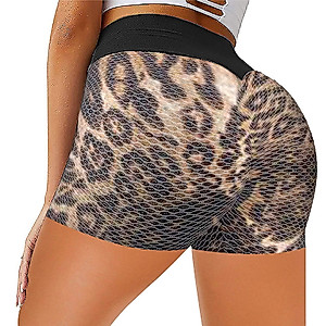 Bblulu Womens Hip Lift High Waist Yoga Shorts Textured Printing Running Butt Lifting Fitness Sports Workout Short Pants