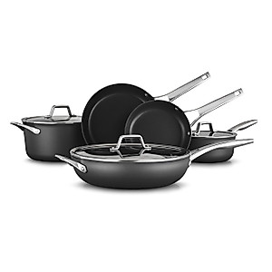 Calphalon 8-Piece Pots and Pans Set, Nonstick Kitchen Cookware, Black & Kitchen Knife Set with Self-Sharpening Block, 15-Piece Classic High Carbon Knives