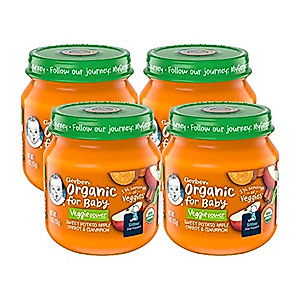 Gerber Organic 2nd Foods Baby Food Apple Sweet Potato & Carrot with Cinnamon (Pack of 4)