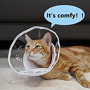Crazy Felix Cat Cone, Soft Cone for Cats to Stop Licking and Scratching, Comfortable Cat Cone Collar with Upgraded PVC Material and Adjustable Hook&Loop for Healing Wound, After Surgery and Vet Visit
