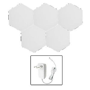 Hexagon Lights, Hexagon Led Lights, Hex Lights for Wall Led Light Wall Panels for Living Room, Bedroom, Led Wall Decor, 100V-240V (5 Lights with Power Supply EU Plug)