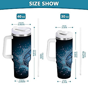 RPLIFE Fire Water Basketball Stainless Steel Coffee Tumbler, Insulated Coffee Cups with Lids, Tumblers for Women