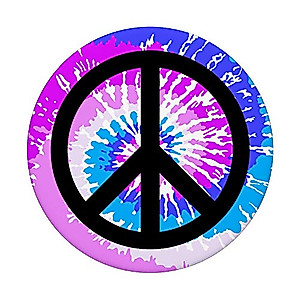 Peace Sign Tie Dye Pattern Purple Pink Light Blue PopSockets PopGrip: Swappable Grip for Phones & Tablets