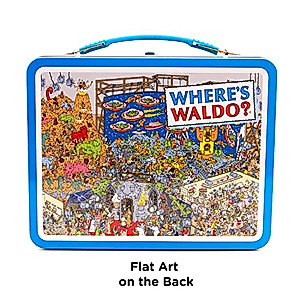 AQUARIUS Where's Waldo Fun Box - Sturdy Tin Storage Box with Plastic Handle & Embossed Front Cover - Officially Licensed Waldo Merchandise & Collectible Gift (48276)