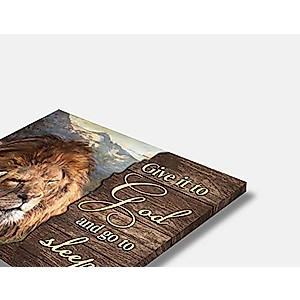Bedroom Wall Decor Lion of Judah and Lamb Pictures Christian Gift Religious Canvas Wall Art Give it to God and Go to Sleep Sign Painting Prints Framed Artwork for Bathroom Living Room 12"x16"