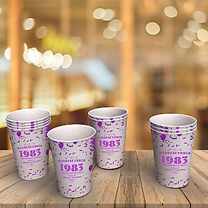 Bang Tidy Clothing 40th Birthday Paper Cups Pack of 12-12 Oz Party Cups - Disposable - Manufactured 1983 - Pink