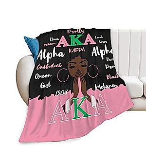 University Sorority Paraphernalia Gifts for Women Pretty Girls Pink and Green Ivy Leaf Super Soft Throw Flannel Blanket Gifts for Sisters,Colleague, Daughter,Friends and Bestie,50"x60"