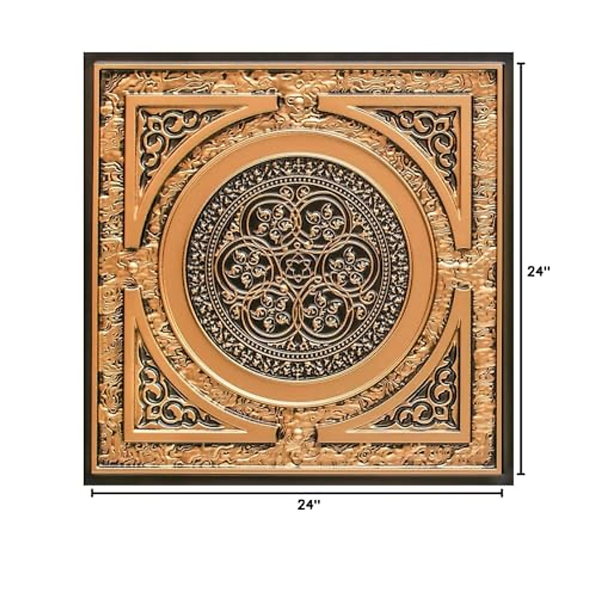 From Plain To Beautiful In Hours 225 Steampunk PVC 2' x 2' Lay-in or Glue-up Ceiling Tile, Pack of 10, Antique Gold, 10 Piece