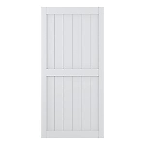 COSHOMER 42in x 84in White Sliding Barn Door, Solid Barn Door Slab Covered with Water-Proof PVC Surface, MDF, Easy Assembly, H-Frame