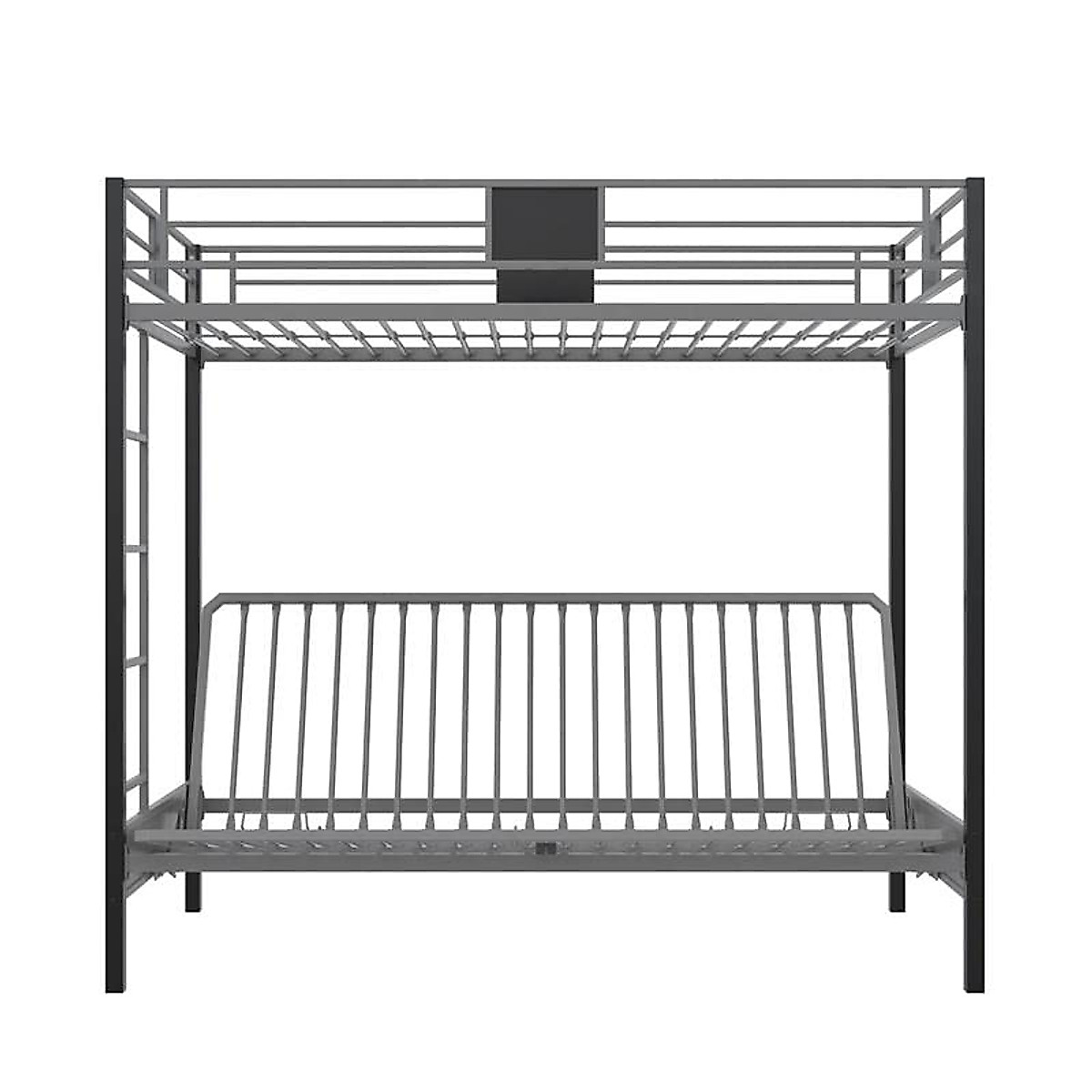 DHP Silver Screen Metal Bunk Bed with Ladder, Black, Twin