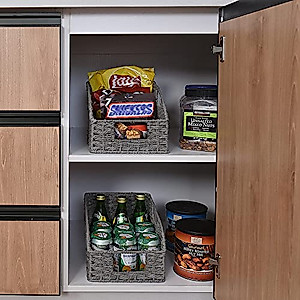 StorageWorks Rope Paper Storage Baskets Set, Gray