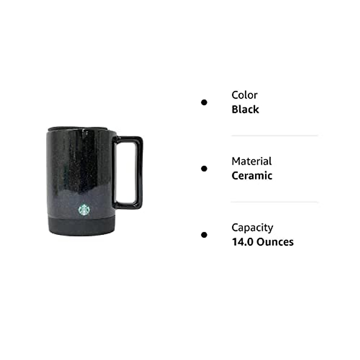 Starbucks Black Speckled Ceramic Mug w/lid Nonslip Bottom 14oz