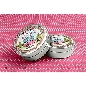 Glamping, Glamorous Camping Girl Birthday Party Thank You Sticker Labels, 40 2" Party Circle Stickers by AmandaCreation, Great for Party Favors, Envelope Seals & Goodie Bags