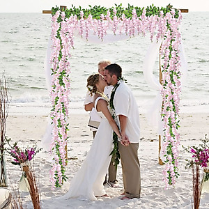 U'Artlines 5Pcs 7.2 Ft/Piece Artificial Wisteria Garland Silk Fake Pink Wisteria Flowers Hanging Greenery Vines Garlands Rattan for Home Garden Wedding Arch Party Indoor Outdoor Decor